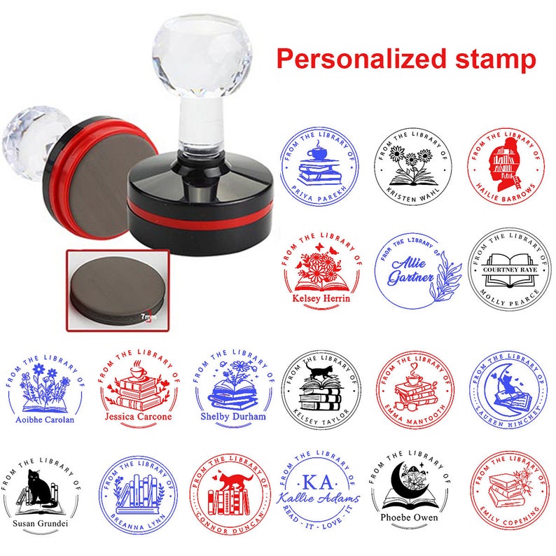 Custom Book Stamp-Ø50mm Custom Stamp From the Library of Stamp, Book ...