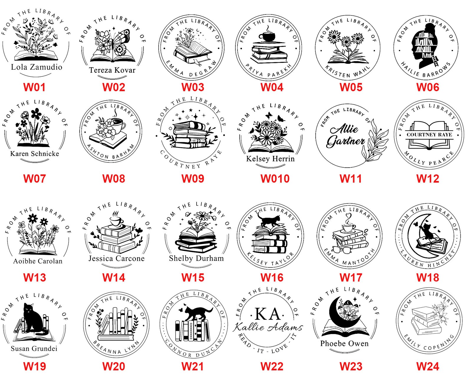 Custom Book Stamp-Ø50mm Custom Stamp From the Library of Stamp, Book ...