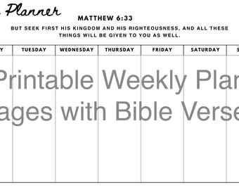 Weekly Planner With Bible Verse - Etsy