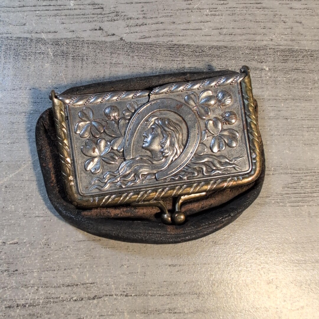 Antique Edwardian Era Bank Coin Purse Leather Coin Purse With Embossed ...
