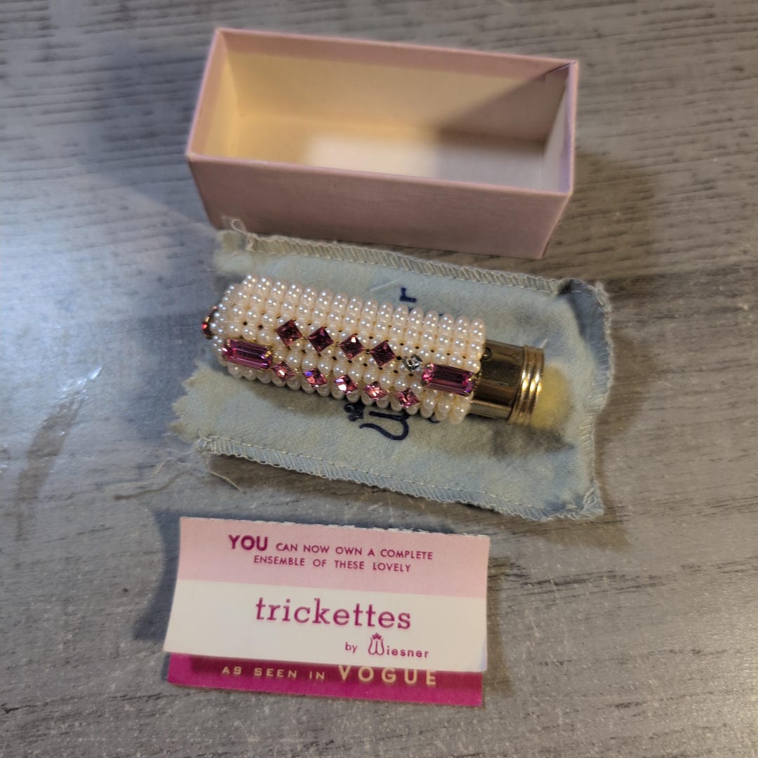 Vintage Refillable Lipstick Tube With Mirror on Side Bedazzled ...