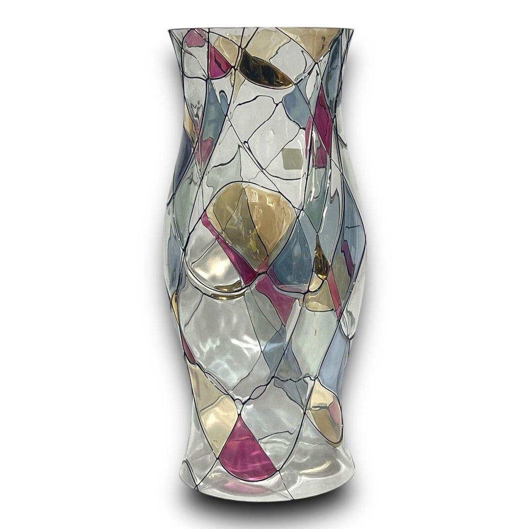 Partylite Mosaic Hurricane Candle Shade Calypso Stained Glass 12 Tall ...