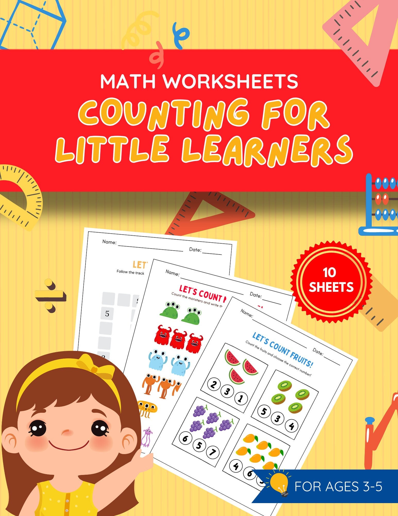 Printable Math Worksheets, Counting Practice Sheets, Math Learning ...