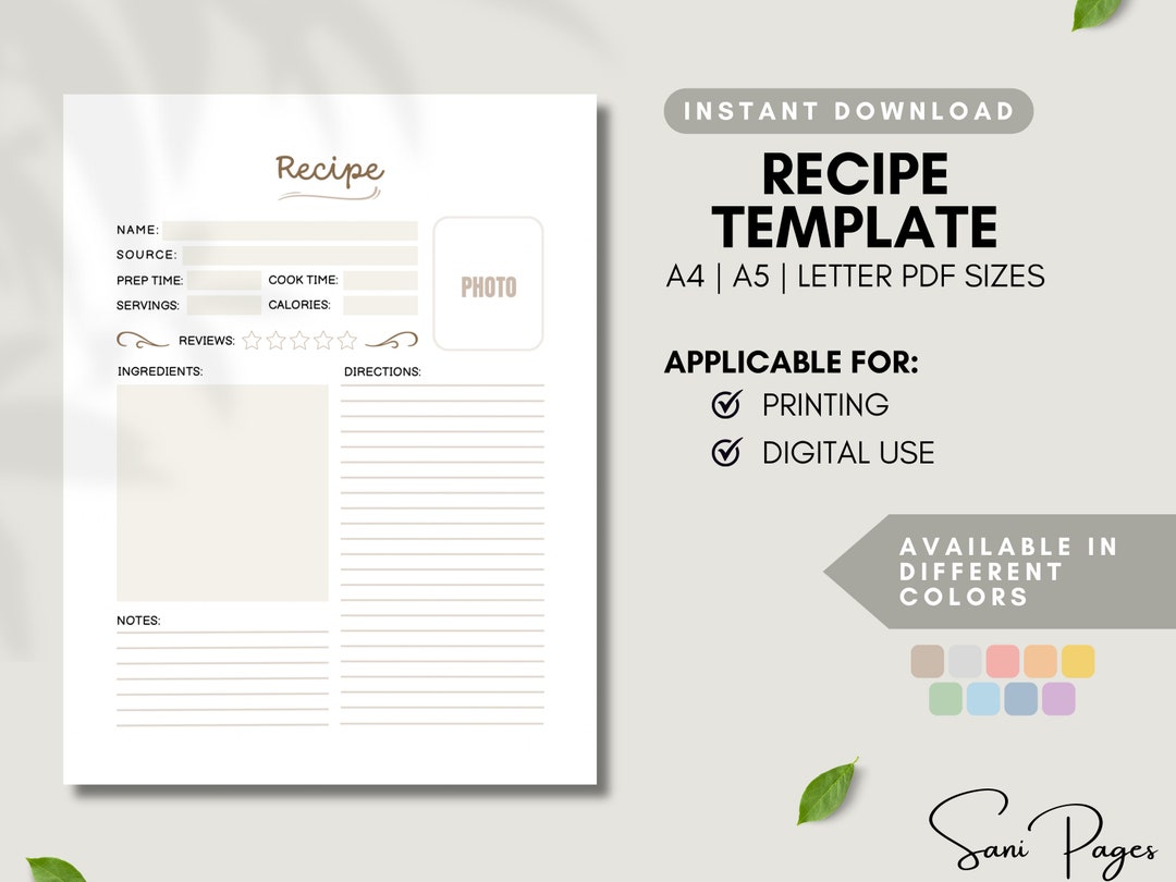 Recipe Template, Recipe Tracker Template, Cooking Template, Goodnotes ...