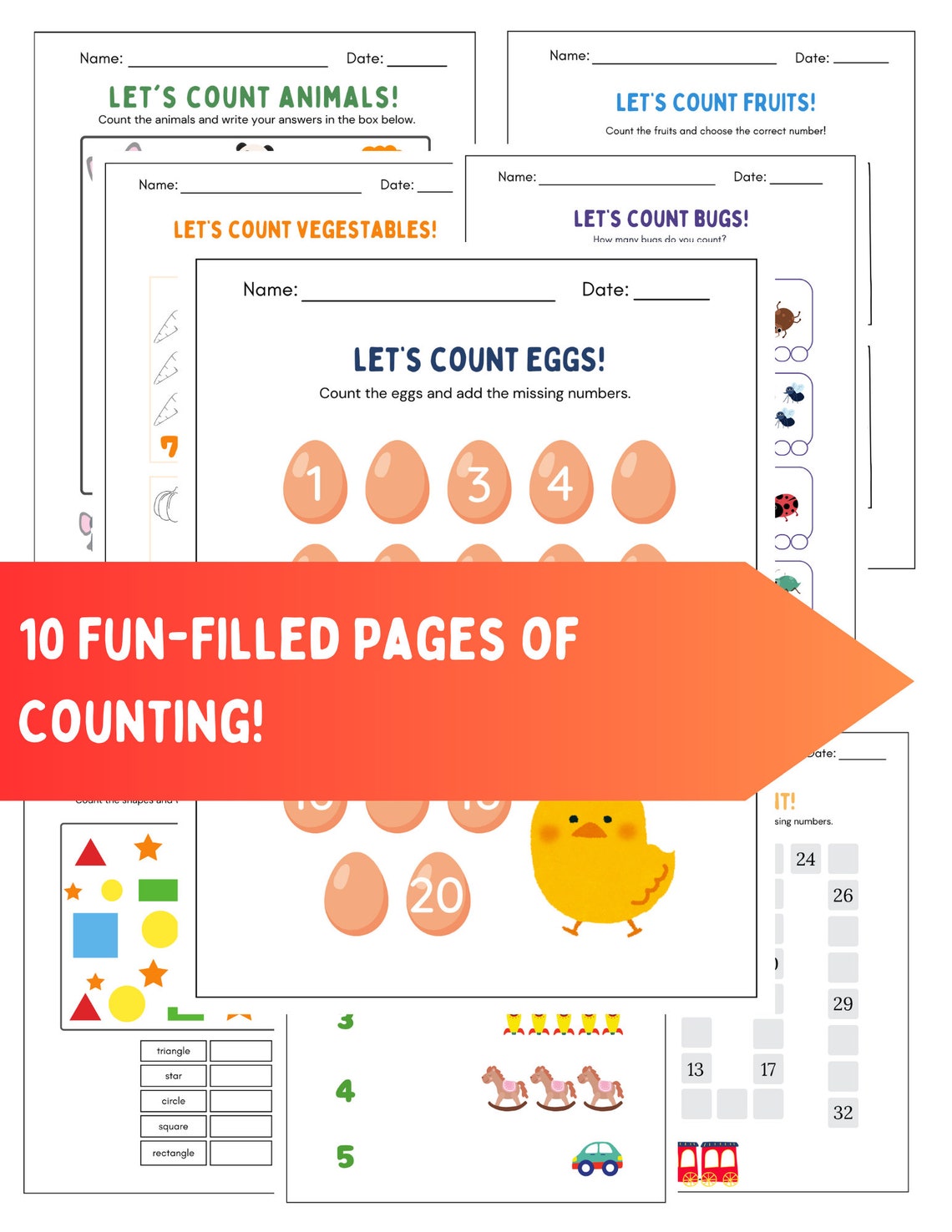 Printable Math Worksheets, Counting Practice Sheets, Math Learning ...