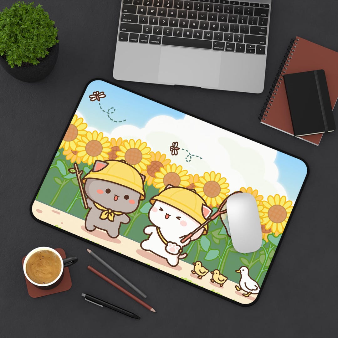 Mochi Goma Peach Desk Mat Cute Cartoon 3 Sizes Gaming Desk Mat, Gaming ...