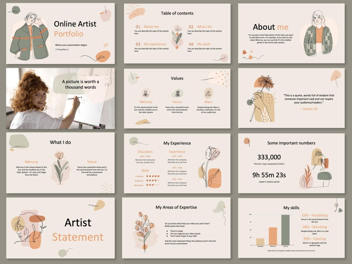 Editable Artist Portfolio Powerpoint Template | Creative and ...