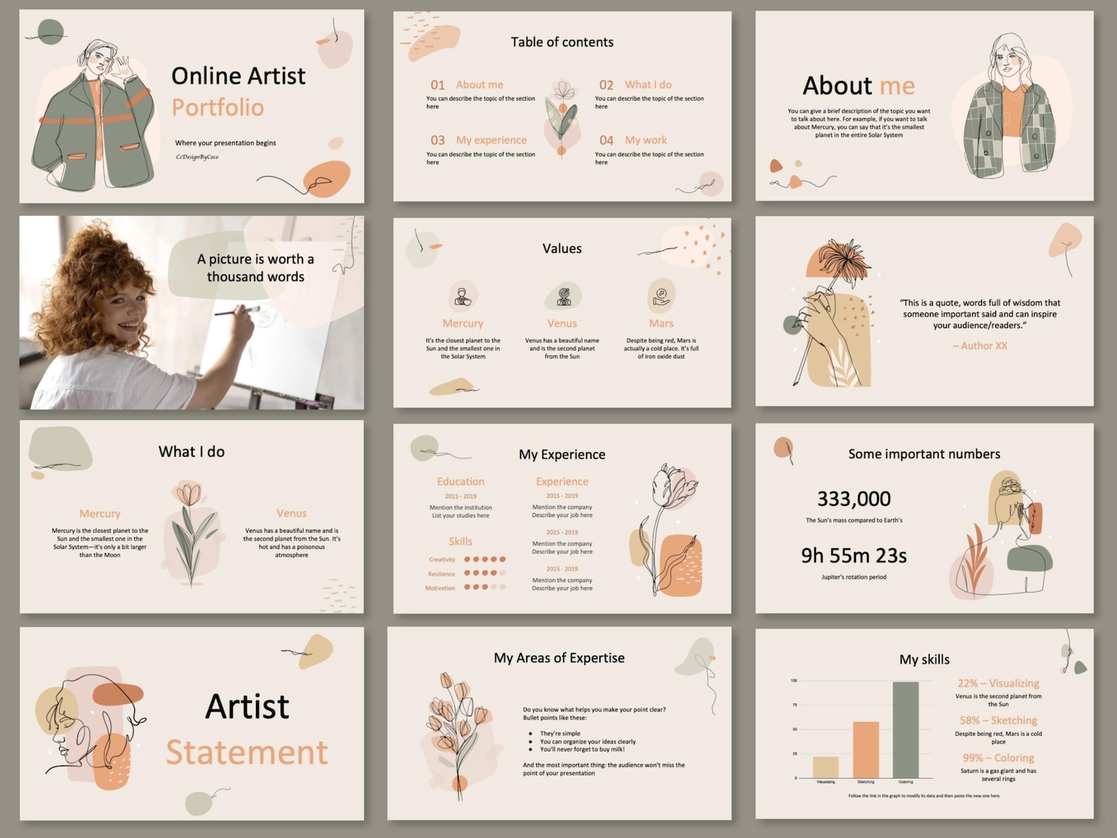 Editable Artist Portfolio Powerpoint Template Creative and Professional ...