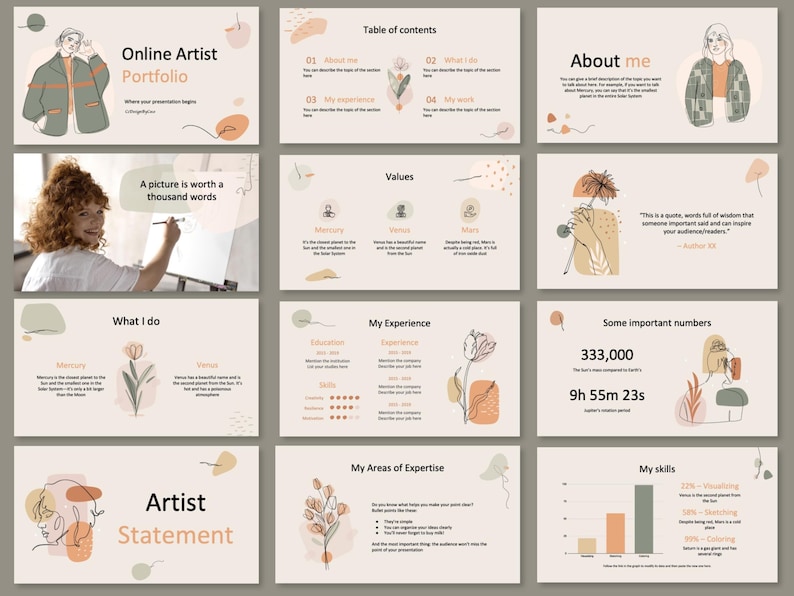 Editable Artist Portfolio Powerpoint Template | Creative and Professional Design for Any ...