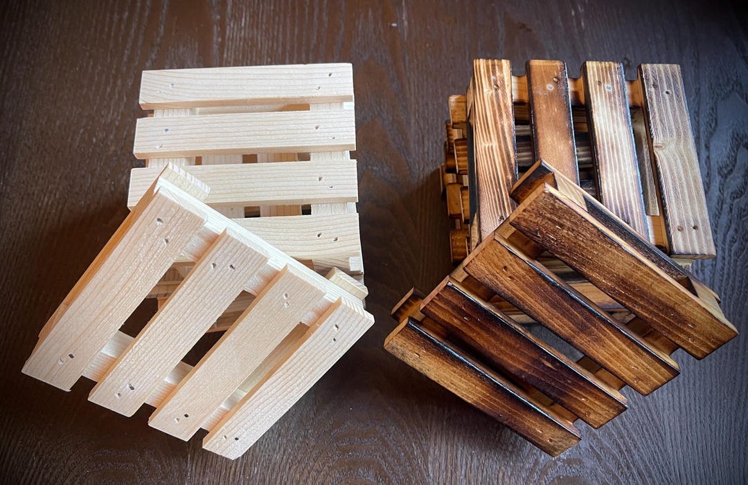 Handmade Mini Pallet Coasters – Rustic Wood Plant Riser - Etsy