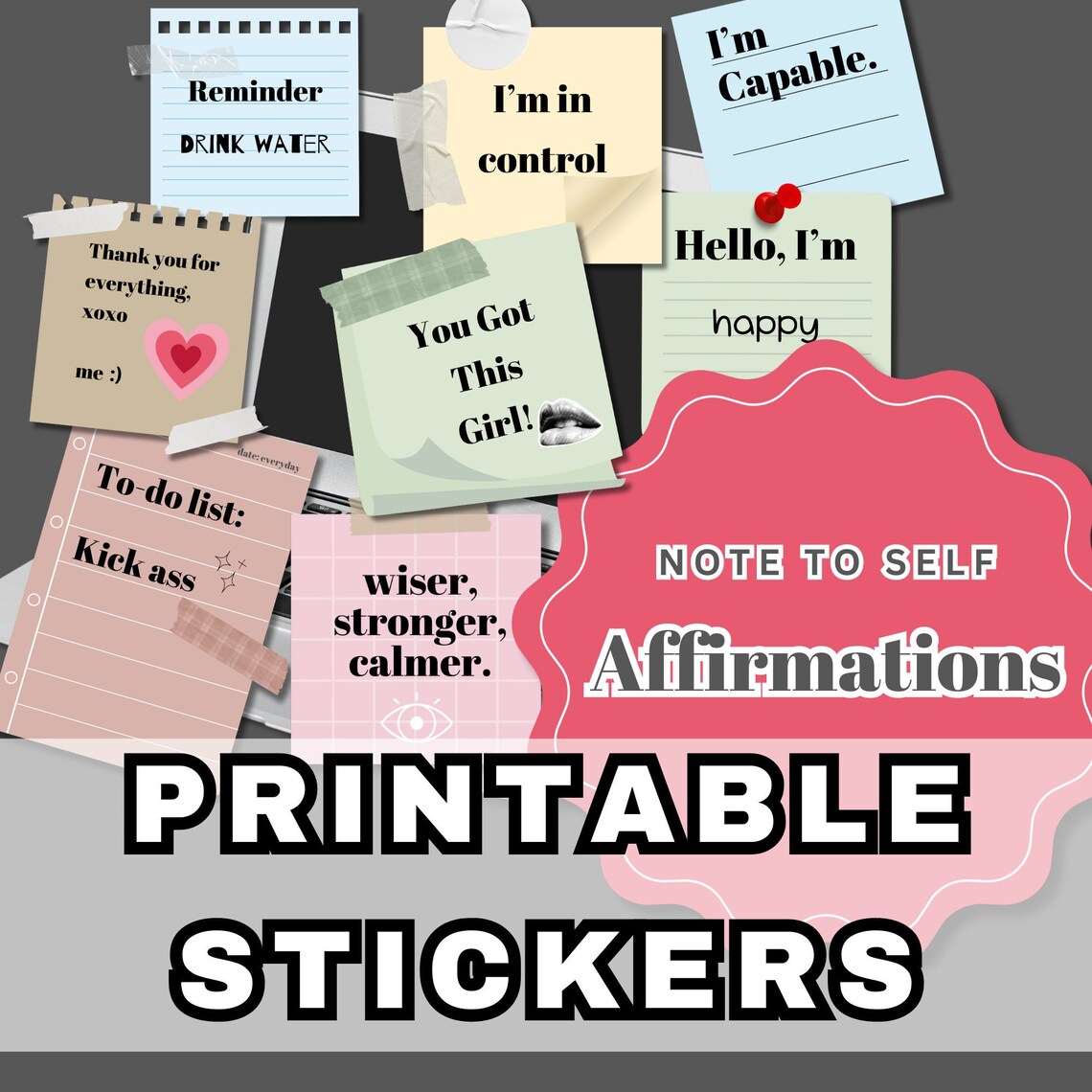 Printable Stickers Everyday Affirmation Digital Printable Self-love ...