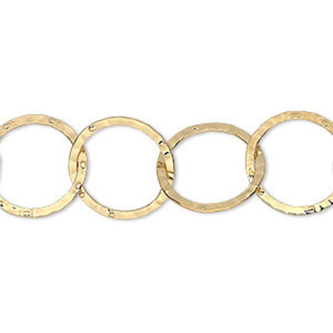16 Inches Hammered Interlinked 14mm Round Link Chain, Gold-plated. - Etsy