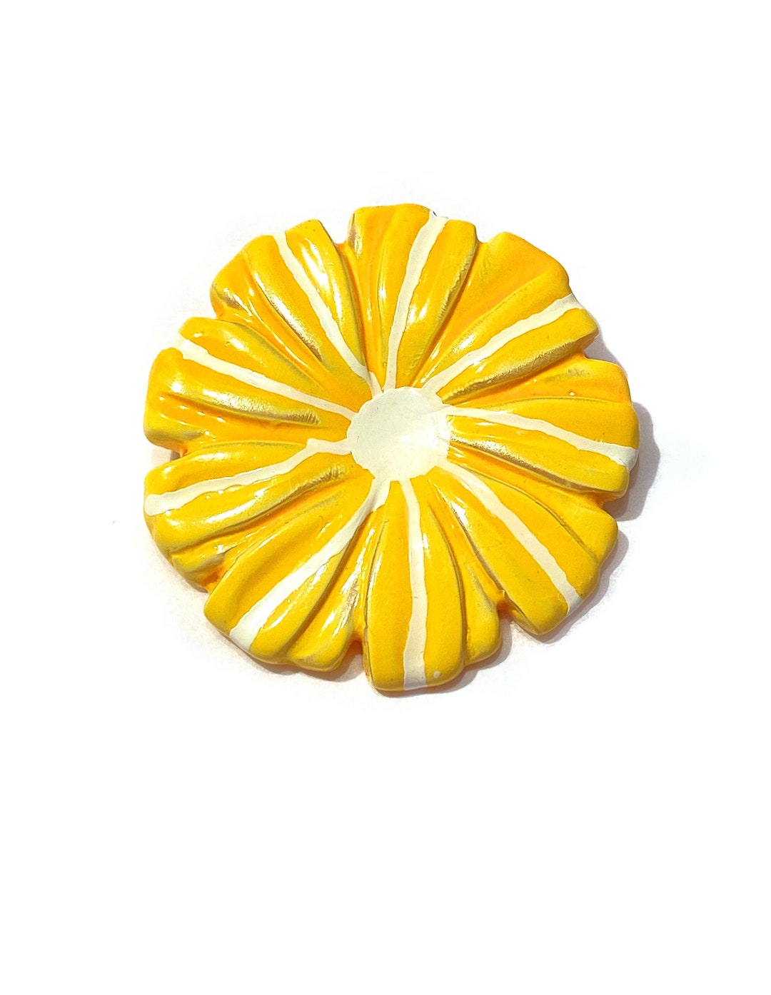80s Yellow Flower Pin, Vintage Mod Bright Cheerful Modern Large Hand ...