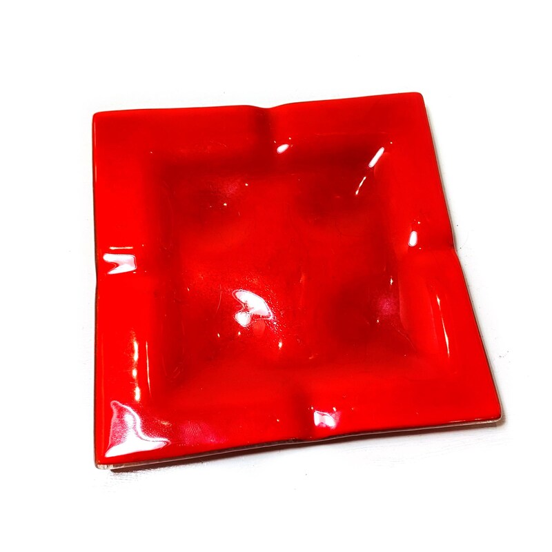 Red Glass Ashtray - Etsy