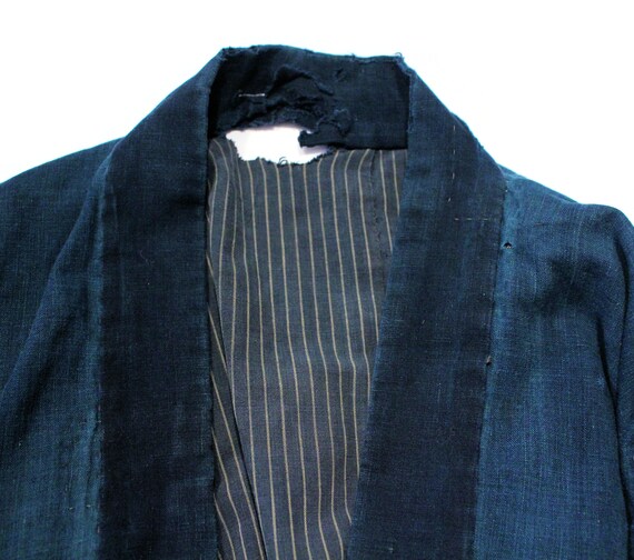1920s Japanese Boro Jacket M, Vintage Indigo Blue Rar… - Gem