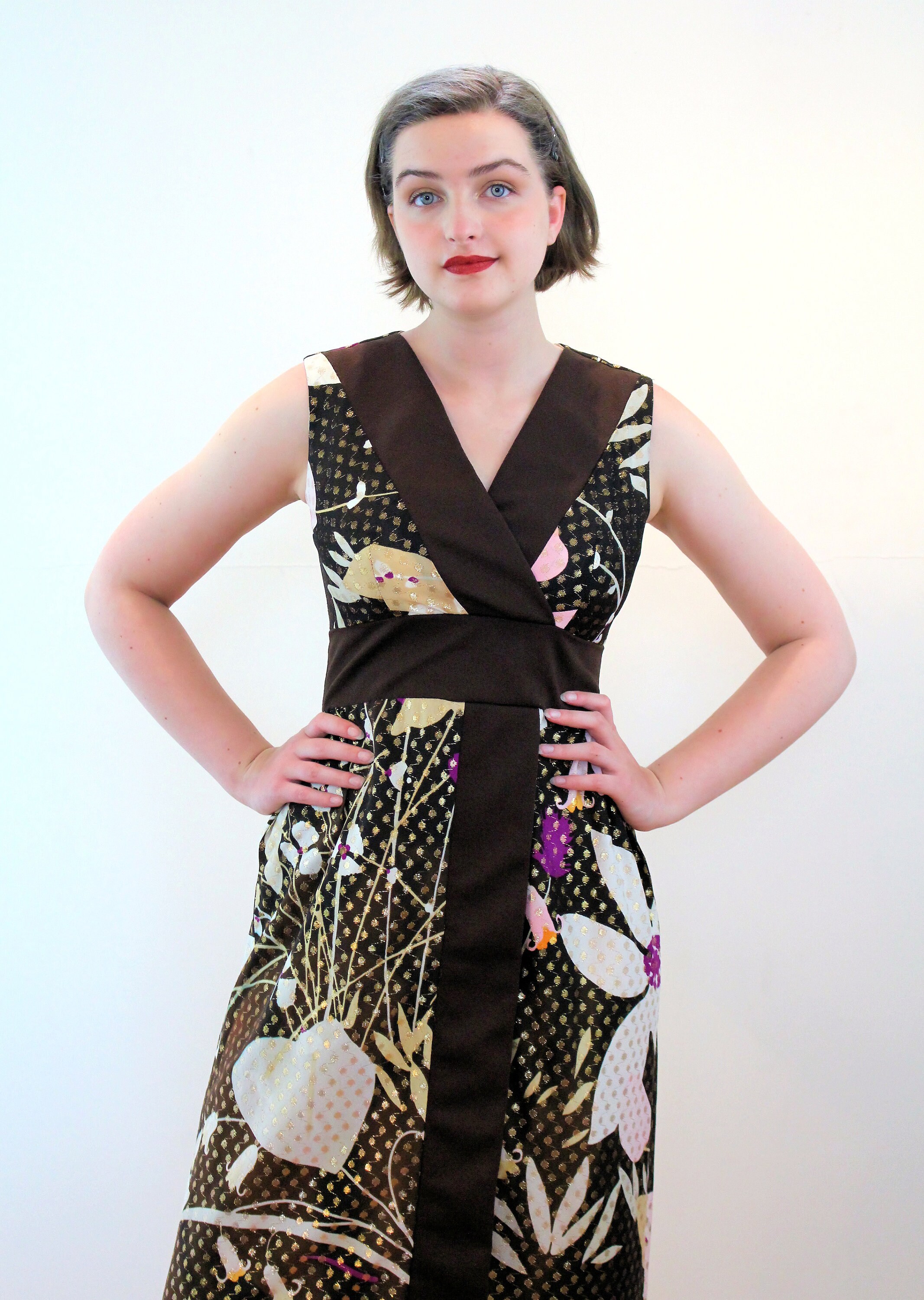 70s Metallic Mod Maxi Dress S Vintage Gold Floral Dotted - Etsy