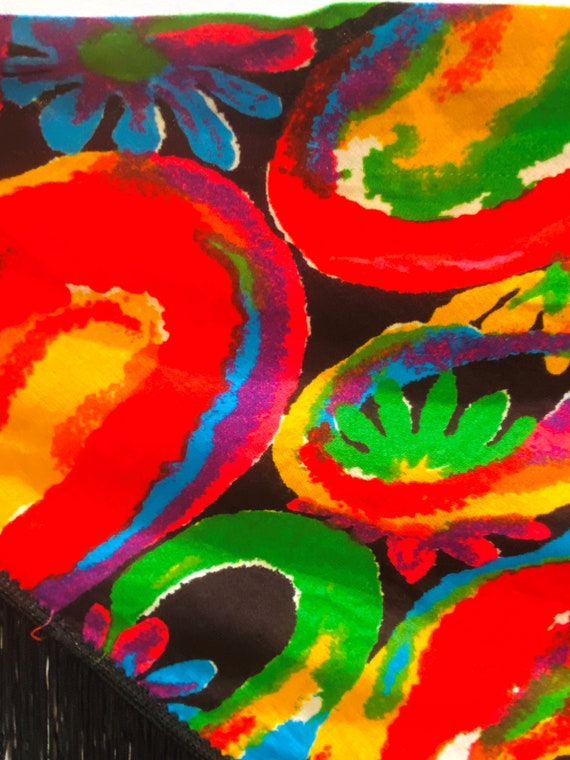 70s Rainbow Print Scarf, Vintage Triangle Shape Vibra… - Gem