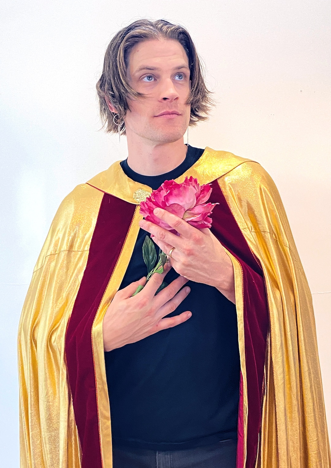 70s Catholic Liturgical Cope, Vintage Gold Metallic Red Velvet Chi-ro ...