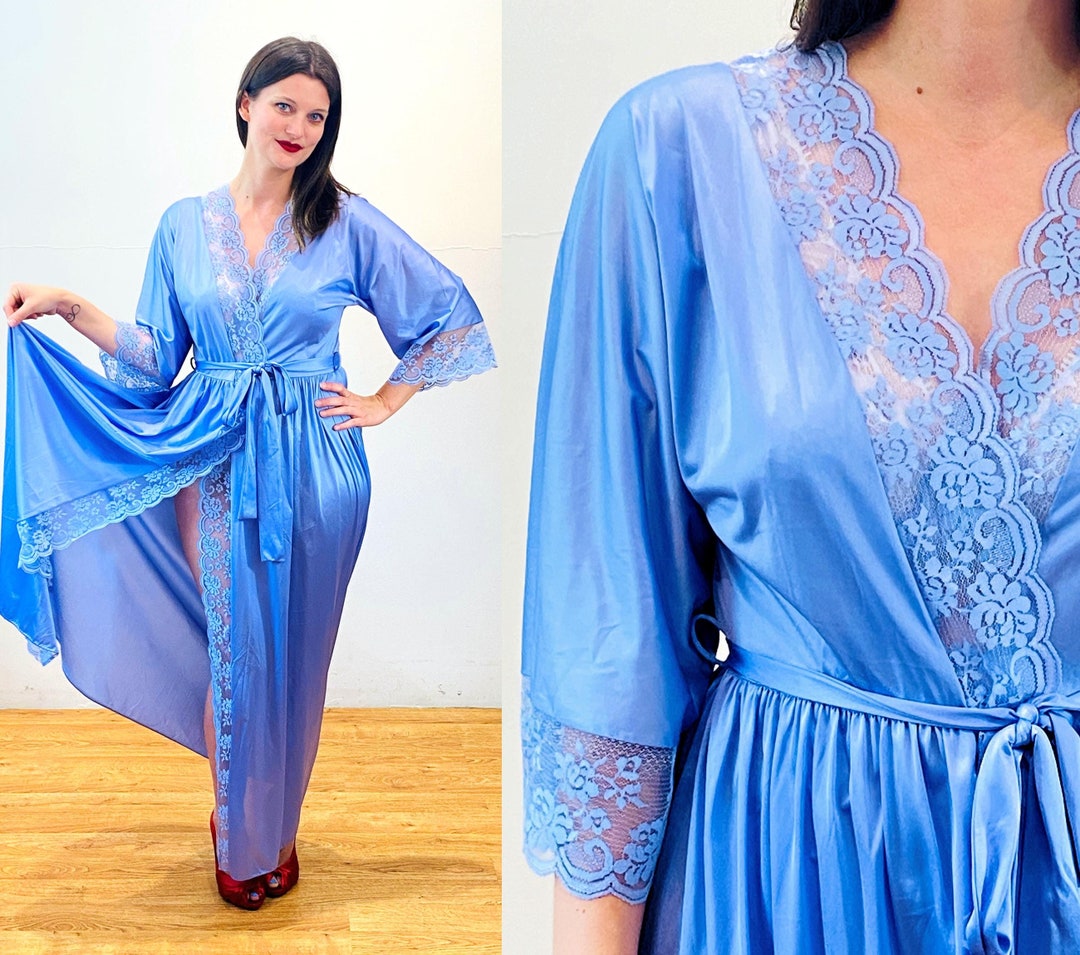 80s Maidenform Peignoir S M, Vintage Lavender Periwinkle Lace Trimmed ...