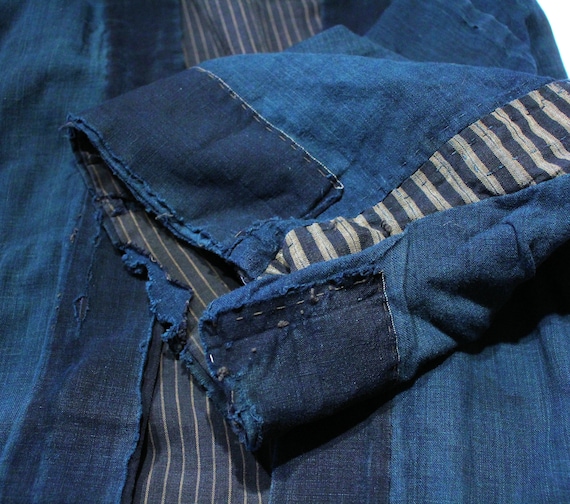 1920s Japanese Boro Jacket M, Vintage Indigo Blue Rar… - Gem