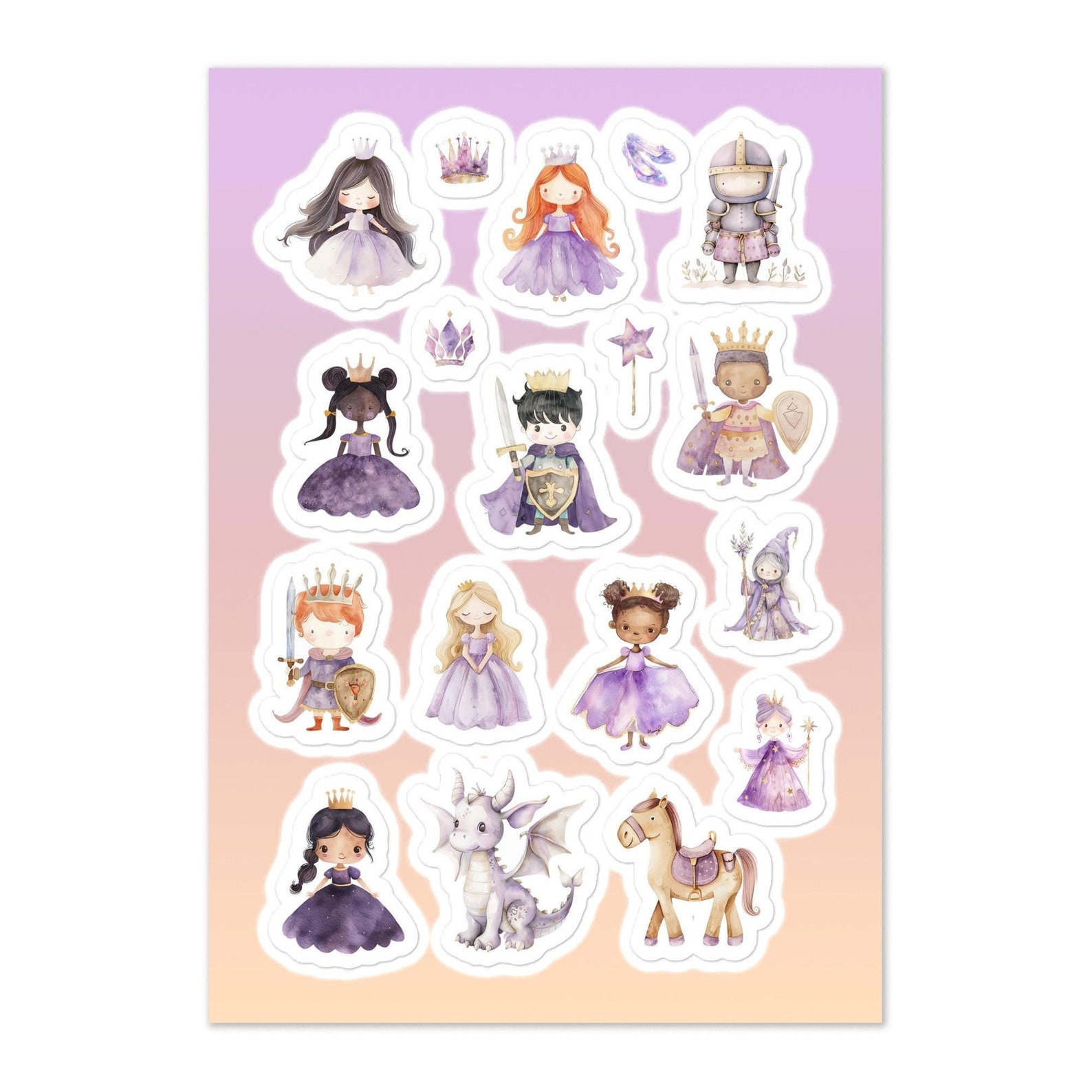 Princess Sticker Sheet Perfect Special Gift for Kids Girls Fun School ...