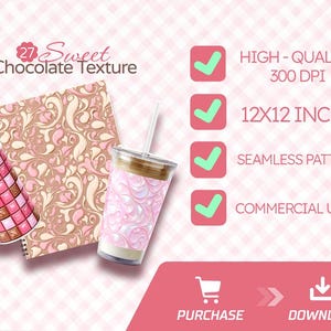 Chocolate Texture Seamless Paper: 3D Valentine Patterns (digital ...