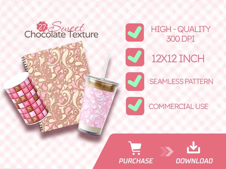 Chocolate Texture Seamless Paper: 3D Valentine Patterns (digital ...