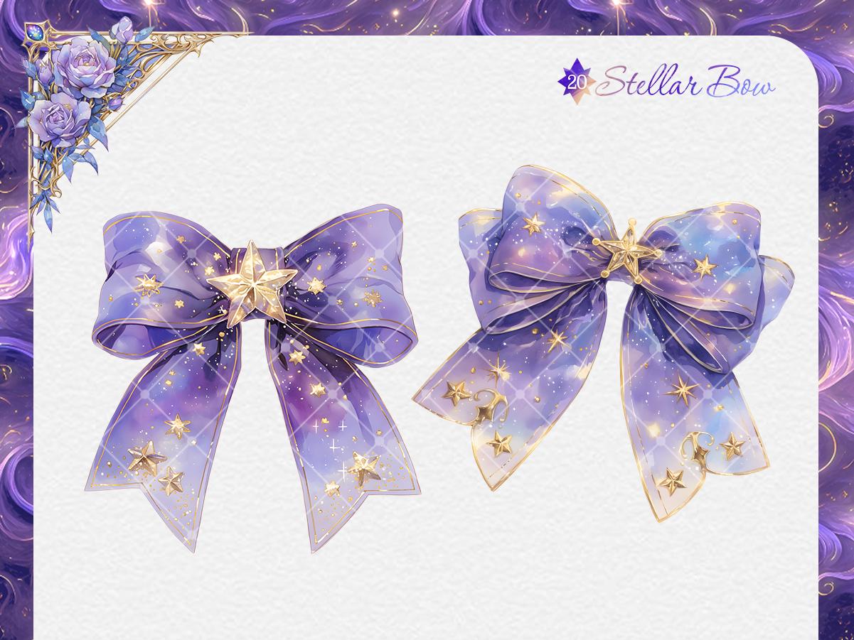20 Stellar Coquette Bow Clipart Bundle, Celestial Galaxy Bows, Starry ...