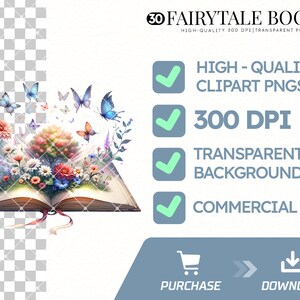 Watercolor Fairytale Book Clipart Bundle: Magical Storybook ...