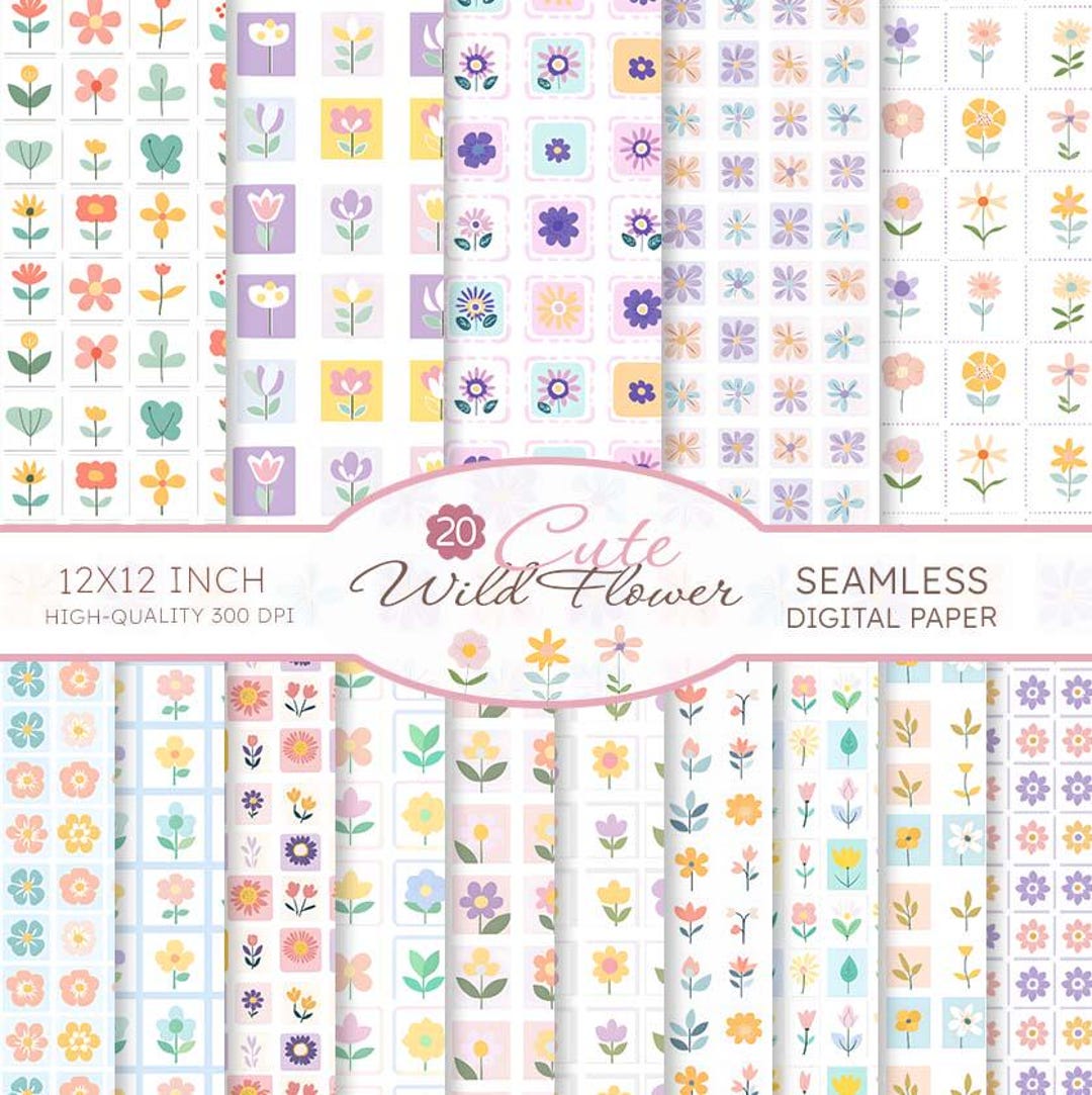 Wildflower Digital Paper: Cottagecore Floral Patterns (digital Download ...