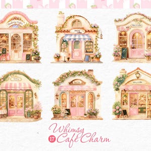 Whimsy Pink Cafe Clipart Bundle: Cottagecore Bakery Pngs (commercial ...