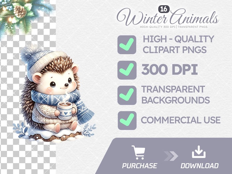 Cute Winter Animals Clipart Bundle, Winter Woodland Animal Clipart ...