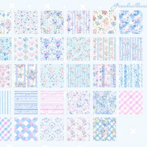 Grandmillennial Digital Paper Bundle, Seamless Floral Patterns, Pink ...
