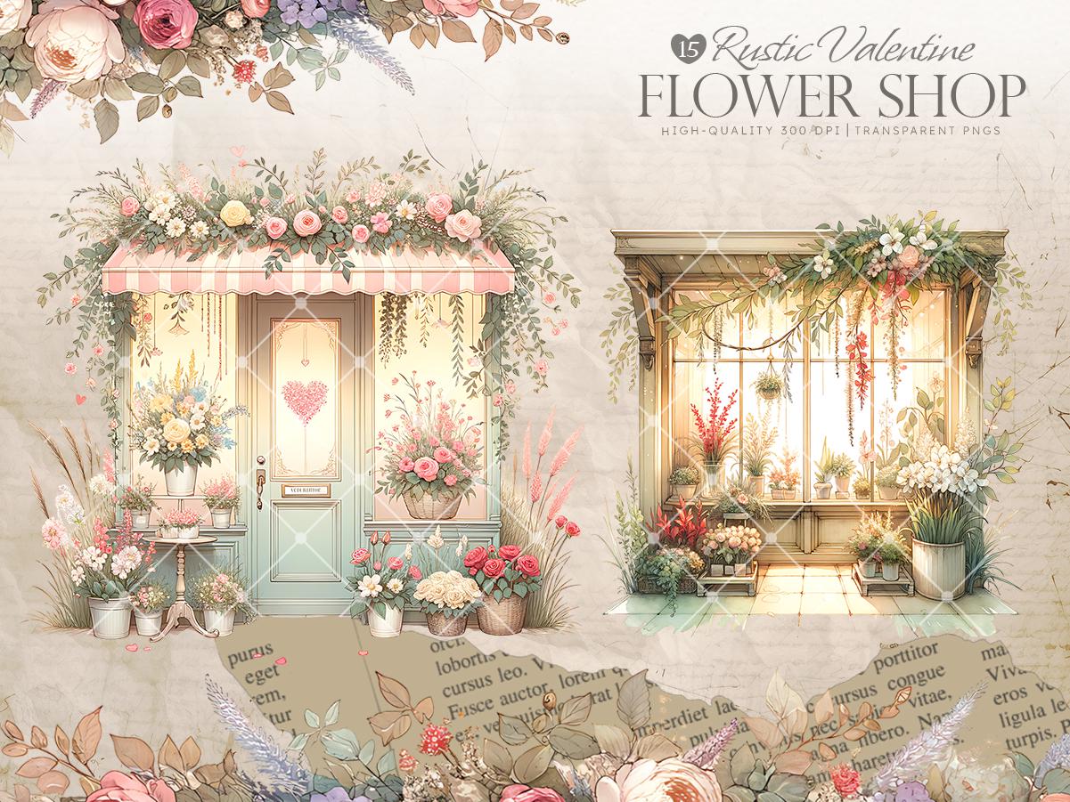 Rustic Valentine Flower Shop Clipart Bundle (PNG Digital Download) - Etsy