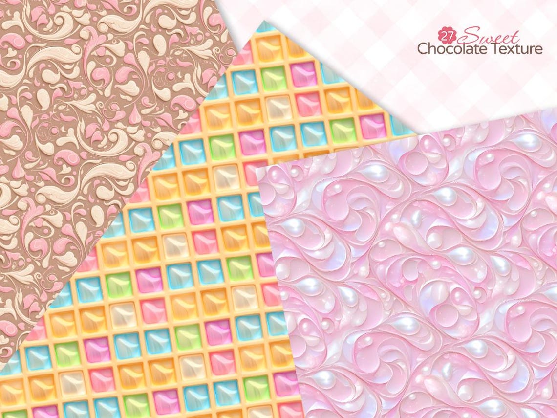 Chocolate Texture Seamless Paper: 3D Valentine Patterns (digital ...