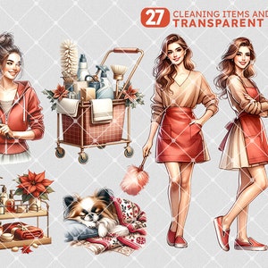 Christmas Cleaning Clipart Bundle: Holiday Housekeeping PNG (digital ...