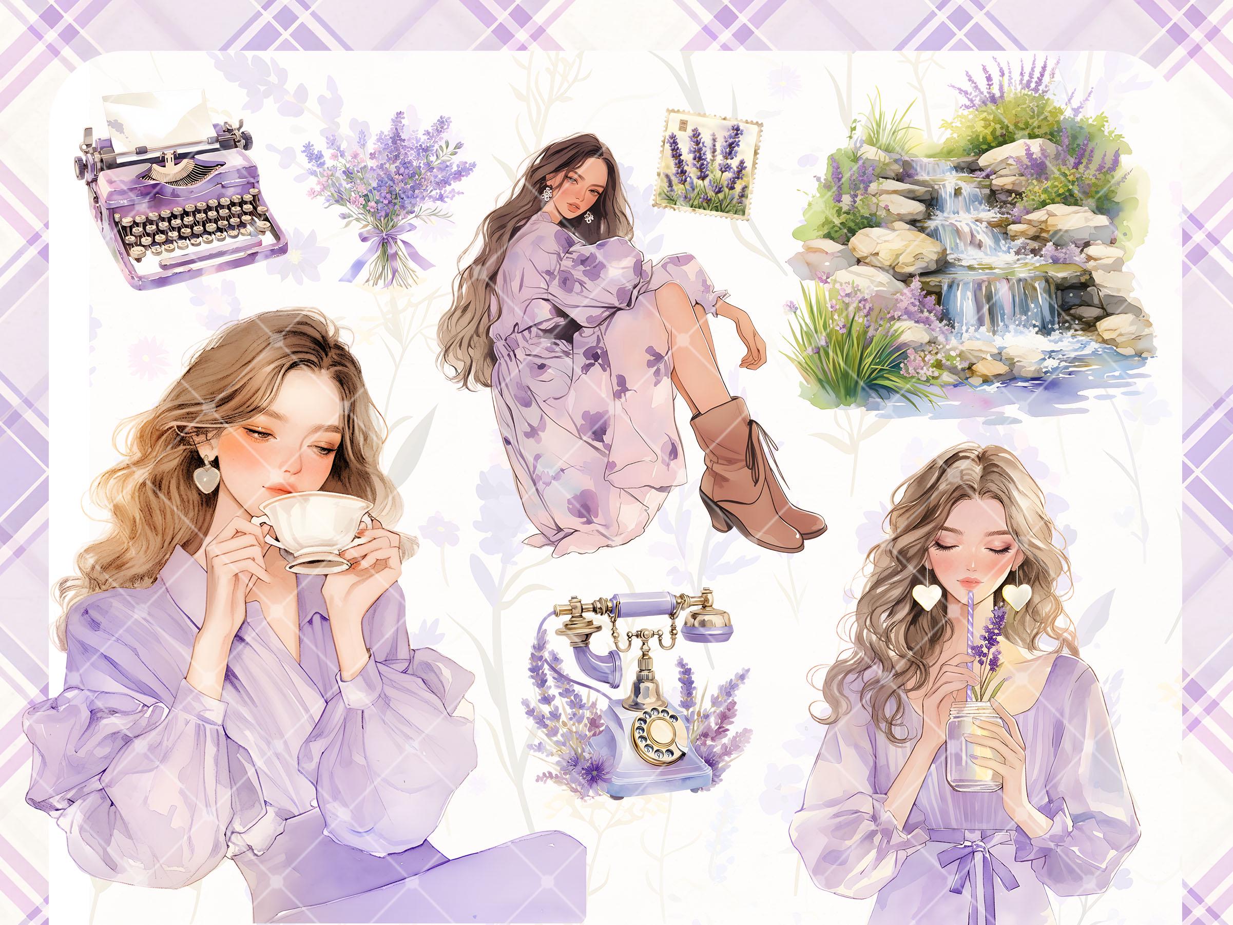 Lavender Cottagecore Clipart Bundle: Rustic Animal Graphics (digital ...