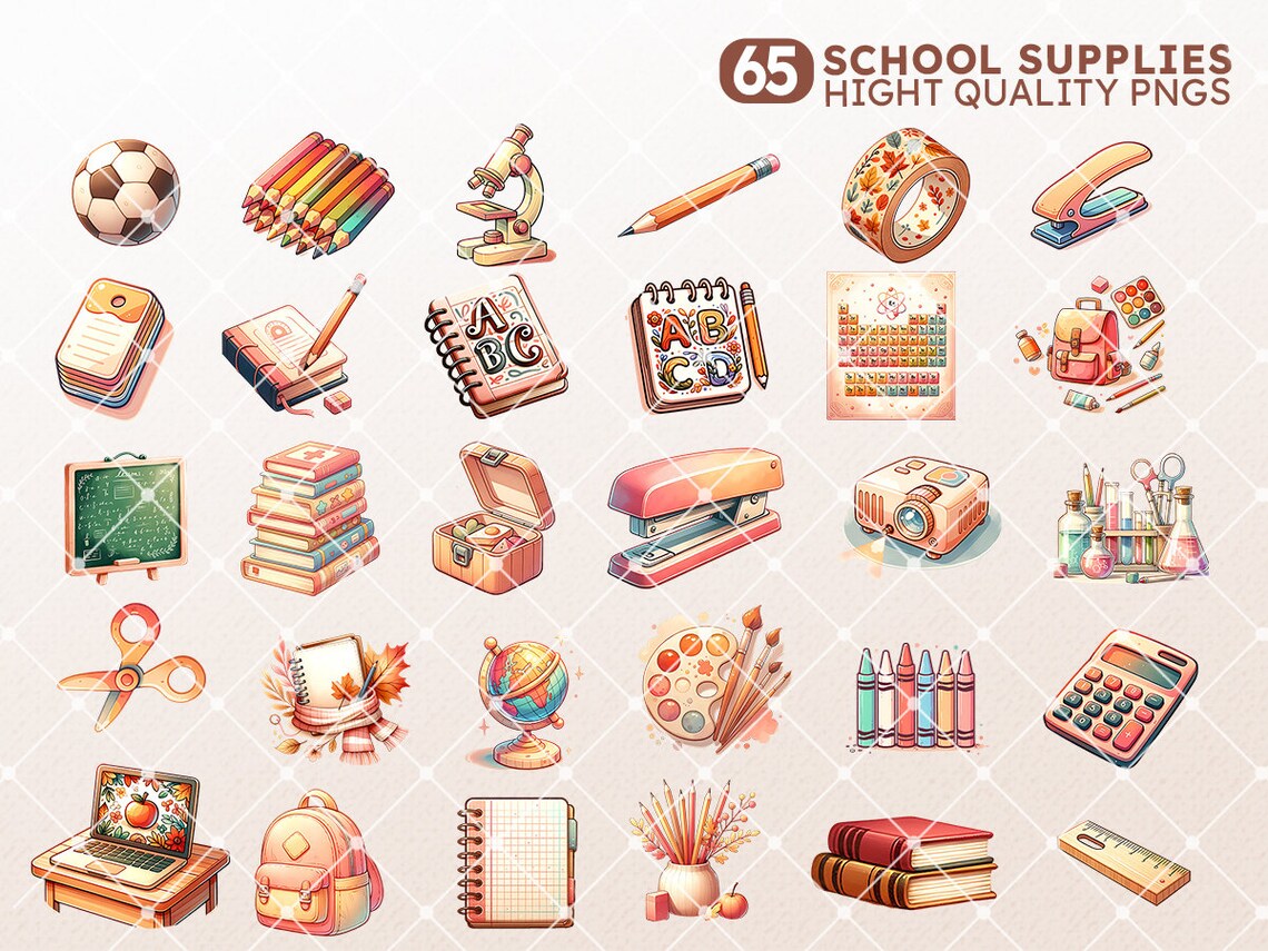 Autumn Critter School Clipart: Back to School PNG Bundle (65 Files) - Etsy