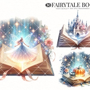 Watercolor Fairytale Book Clipart Bundle: Magical Storybook ...
