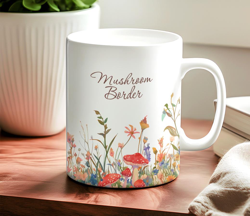 Paquete de 17 imágenes prediseñadas sin costuras con borde de hongo de ...