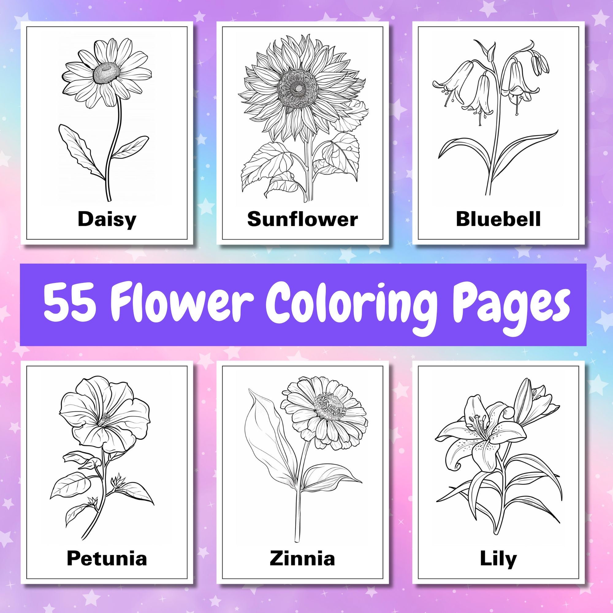50 Printable Flowers Coloring Pages for Kids | Kindergarten Homeschool ...