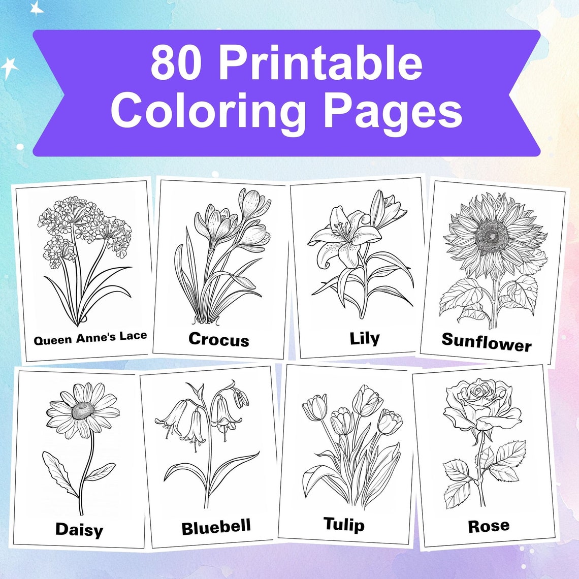 50 Printable Flowers Coloring Pages for Kids Coloring Book Coloring ...