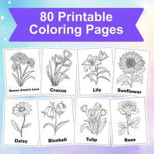 50 Printable Flowers Coloring Pages for Kids Coloring Book Coloring ...