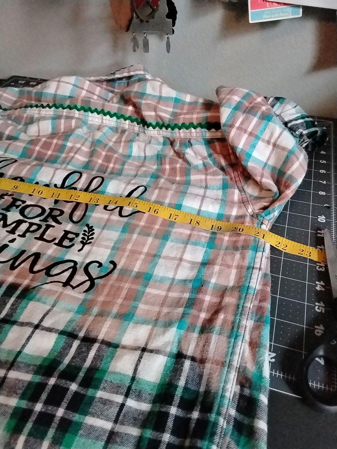 Upcycled Flannel Shirt With Lace and Screen Print - Ladies M - Etsy