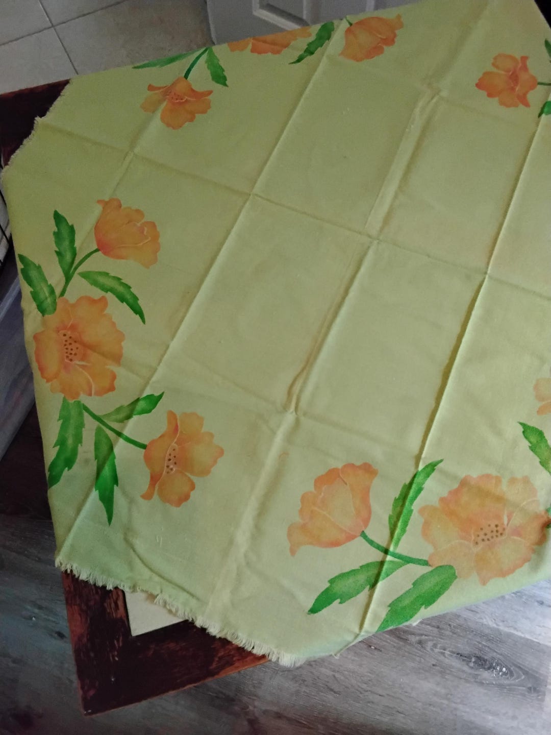 Beautiful Vintage Cloth Tablecloth. Small Size for Small Table or ...