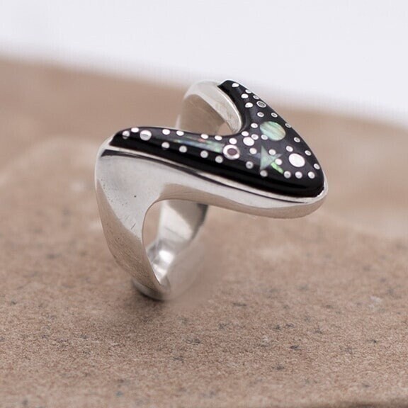 Navajo Cultured Opal Night Sky Ring, Unique Native American Jewelry ...