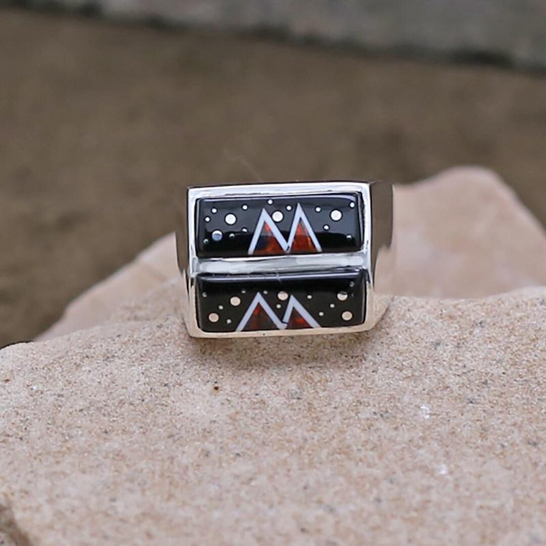 Double Inlay Heavy Ring Night Sky Design - Etsy