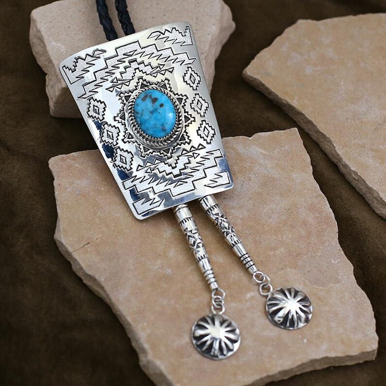Large Navajo Bolo Tie by Michael Tahe - Etsy