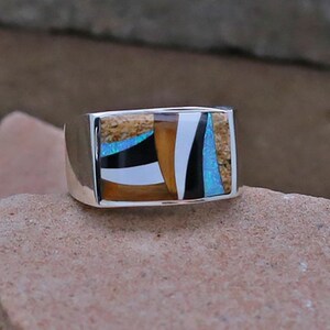 Contemporary Navajo Inlay Ring by Marty Yazzie - Etsy