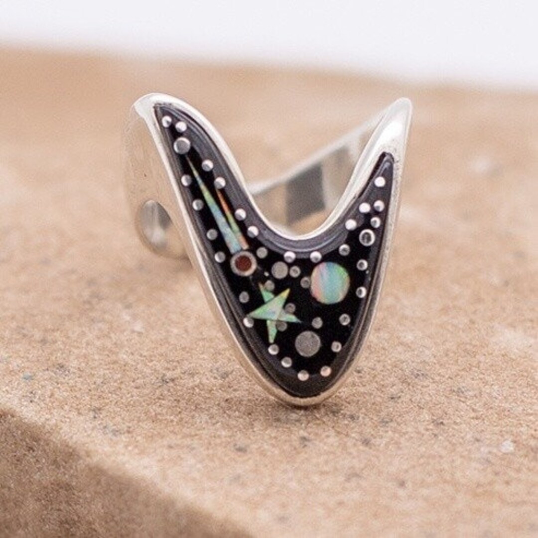 Navajo Cultured Opal Night Sky Ring, Unique Native American Jewelry ...